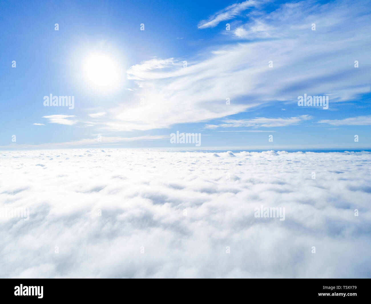 Aerial view White clouds in blue sky. Top view. View from drone. Aerial ...