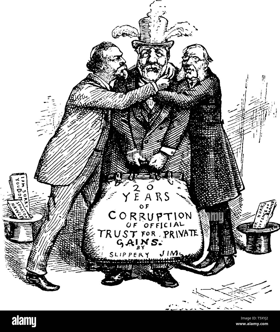 Two men hugging a man standing in between them, vintage line drawing or ...