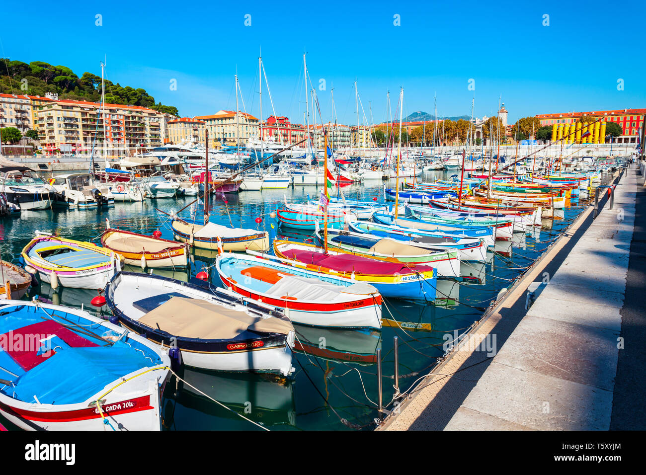 NICE, FRANCE - SEPTEMBER 27, 2018: Nice port with boats and yachts ...