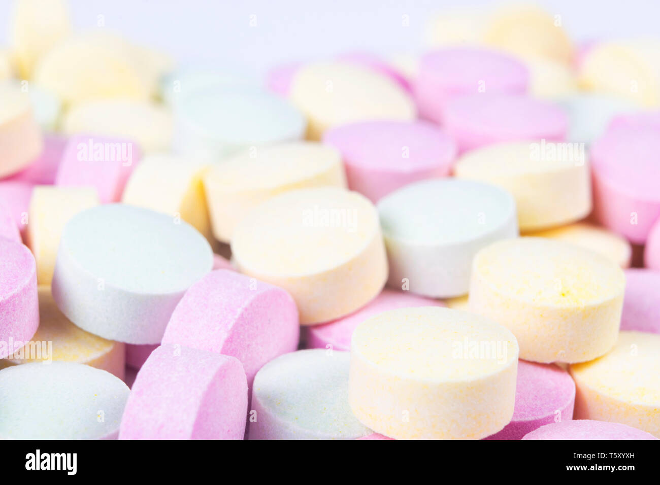 Colorful medicine pills and drugs in close up. Different kinds of ...