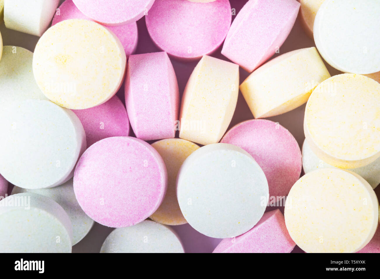 Colorful medicine pills and drugs in close up. Different kinds of ...