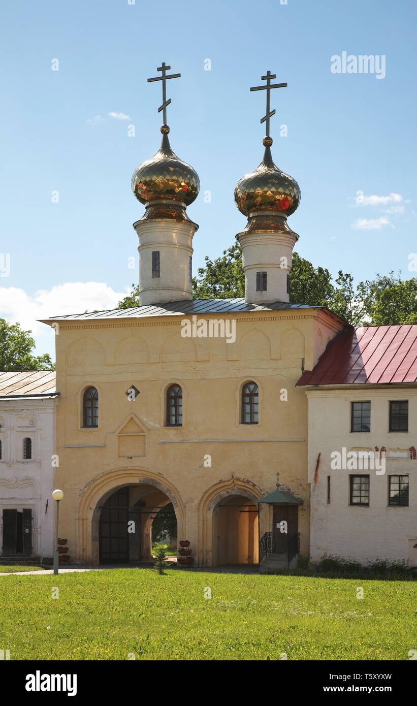 Holy Gate with Church of Ascension at Tikhvin Assumption Monastery in ...