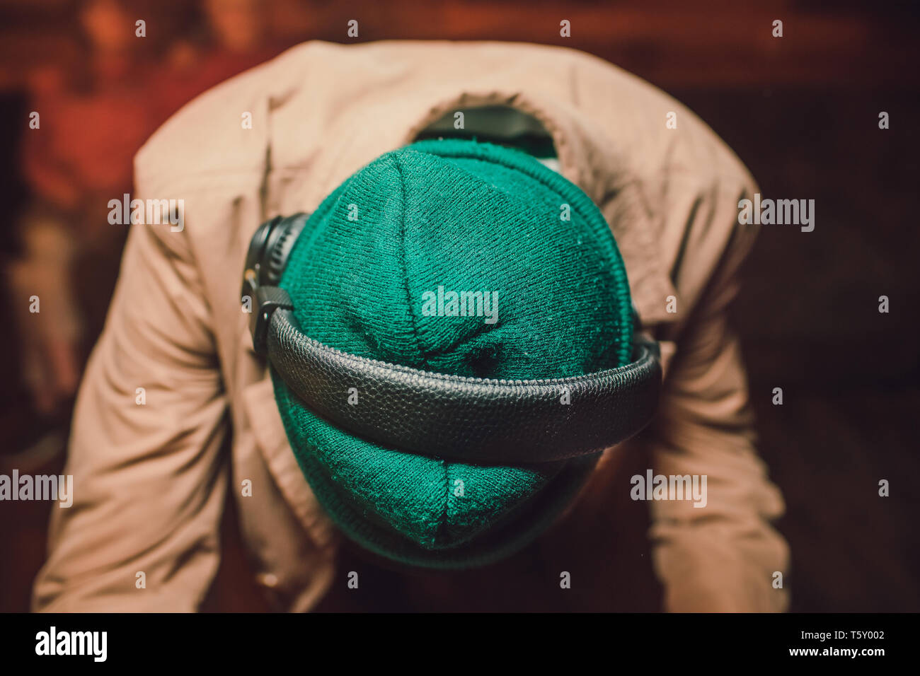 man, cap, top view, concept of action Stock Photo - Alamy