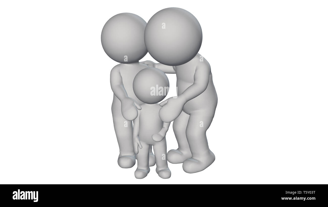 3d people - small family - isolated on white background Stock Photo - Alamy