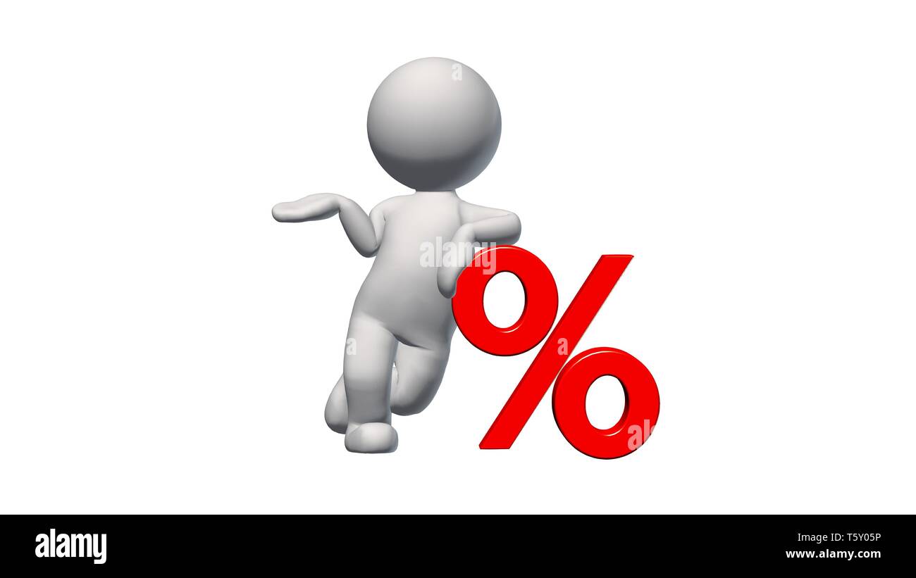 3d White Man With Percentage