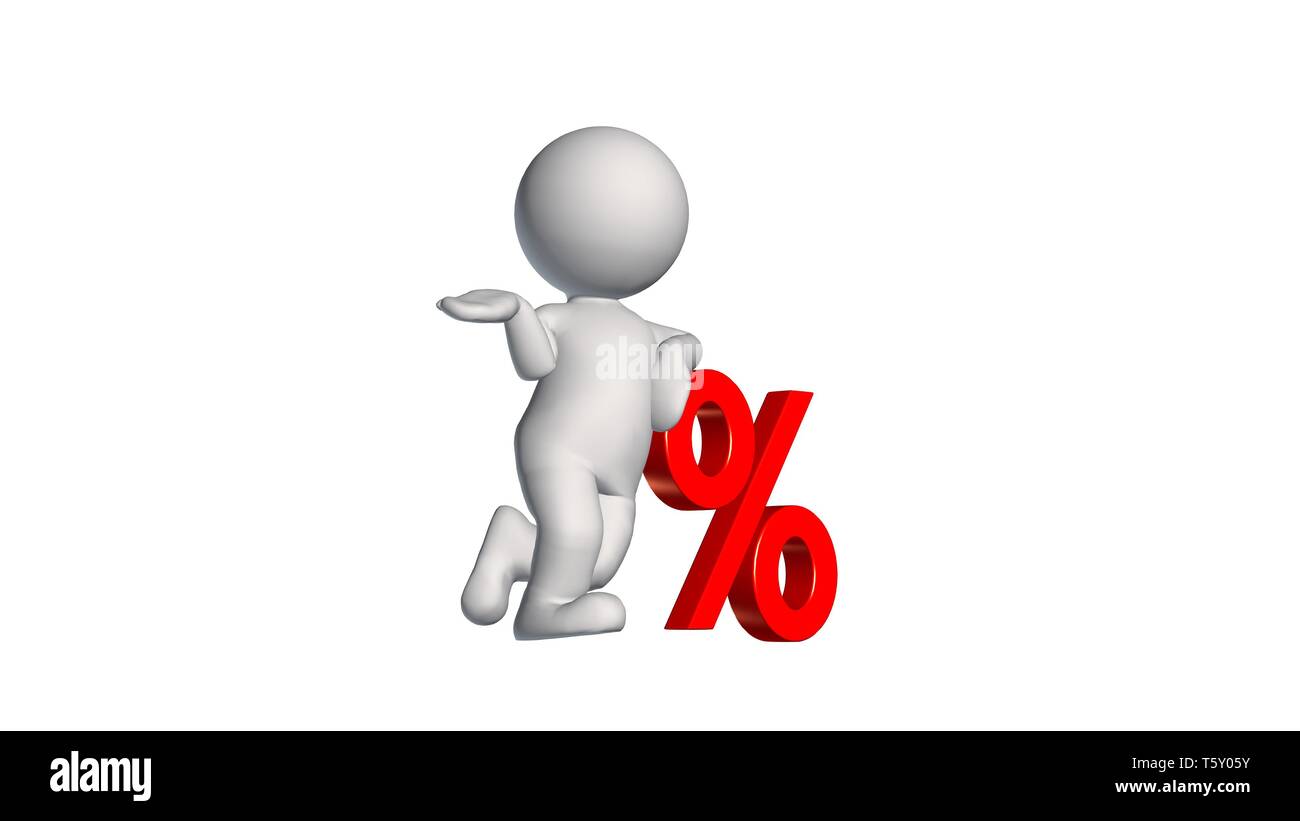 3D People with percent sign - isolated on white background Stock Photo ...