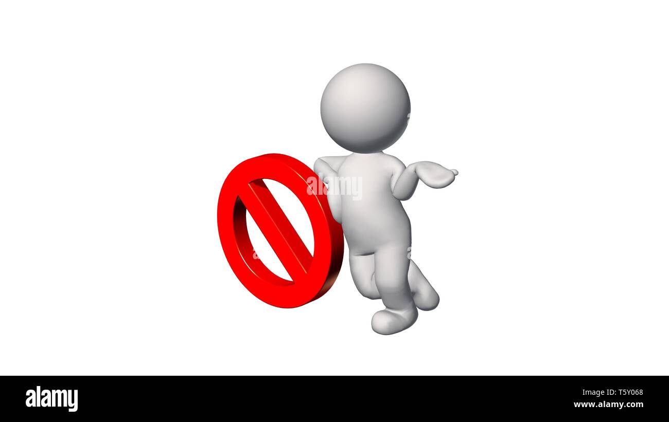 3D People with STOP sign - isolated on white background Stock Photo - Alamy