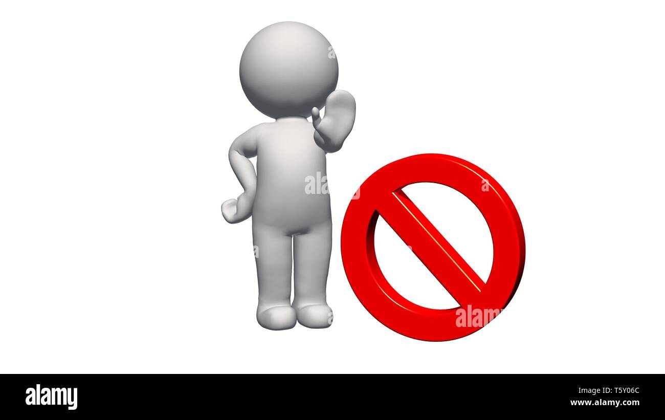 3D People with STOP sign - isolated on white background Stock Photo - Alamy