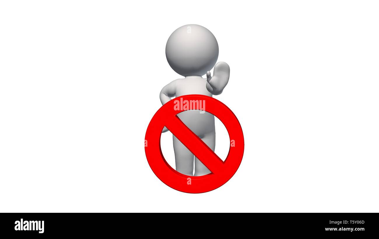 3D People with STOP sign - isolated on white background Stock Photo - Alamy