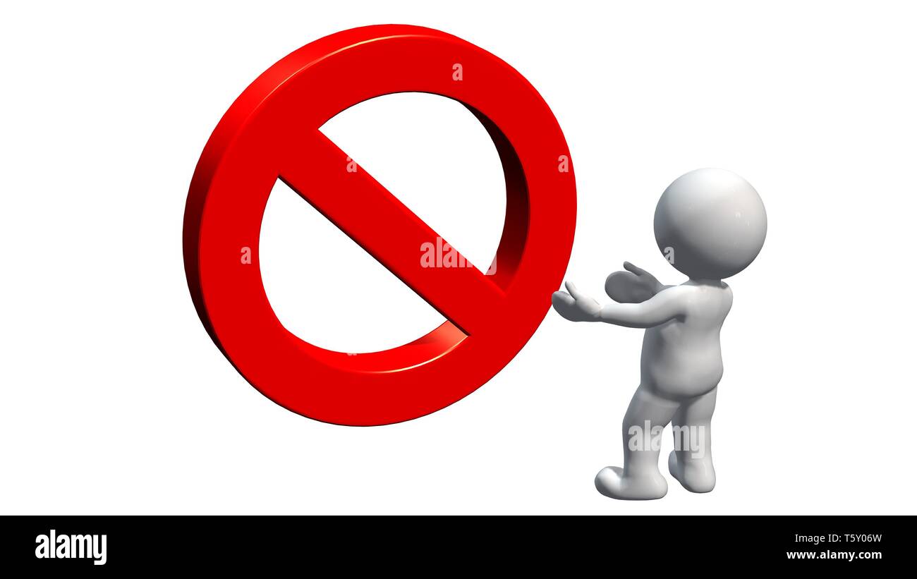 3D People with STOP sign - isolated on white background Stock Photo - Alamy