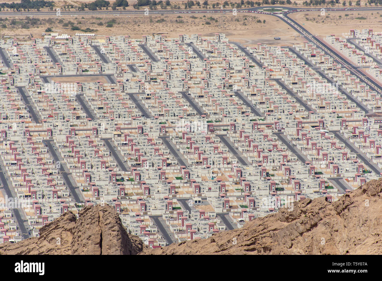 Aerial view of New housing development in Al Ain, Abu Dhabi, United ...