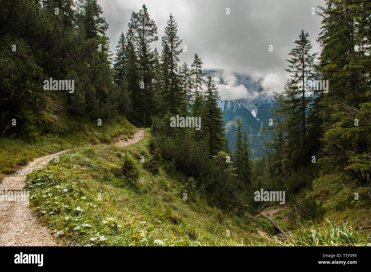 Single trail in Wettersteingebirge Austria captured during changing ...