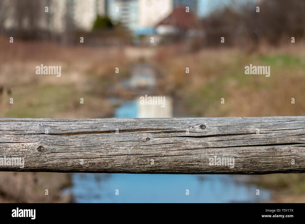 Detail of old rural fencing with shallow focus on single fence post ...