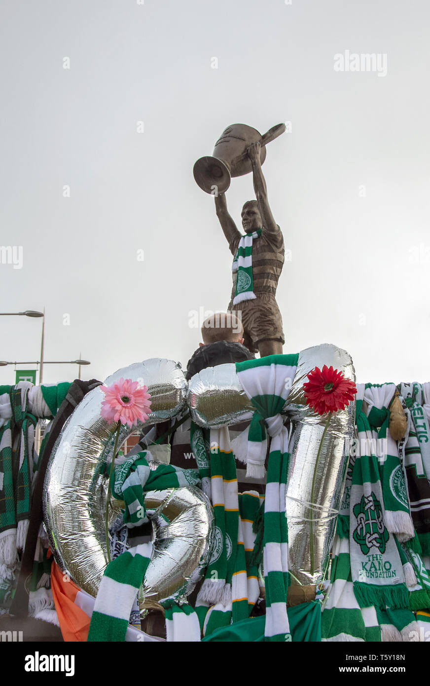GLASGOW, SCOTLAND - 27th APRIL 2019: The statue of the Celtic icon ...