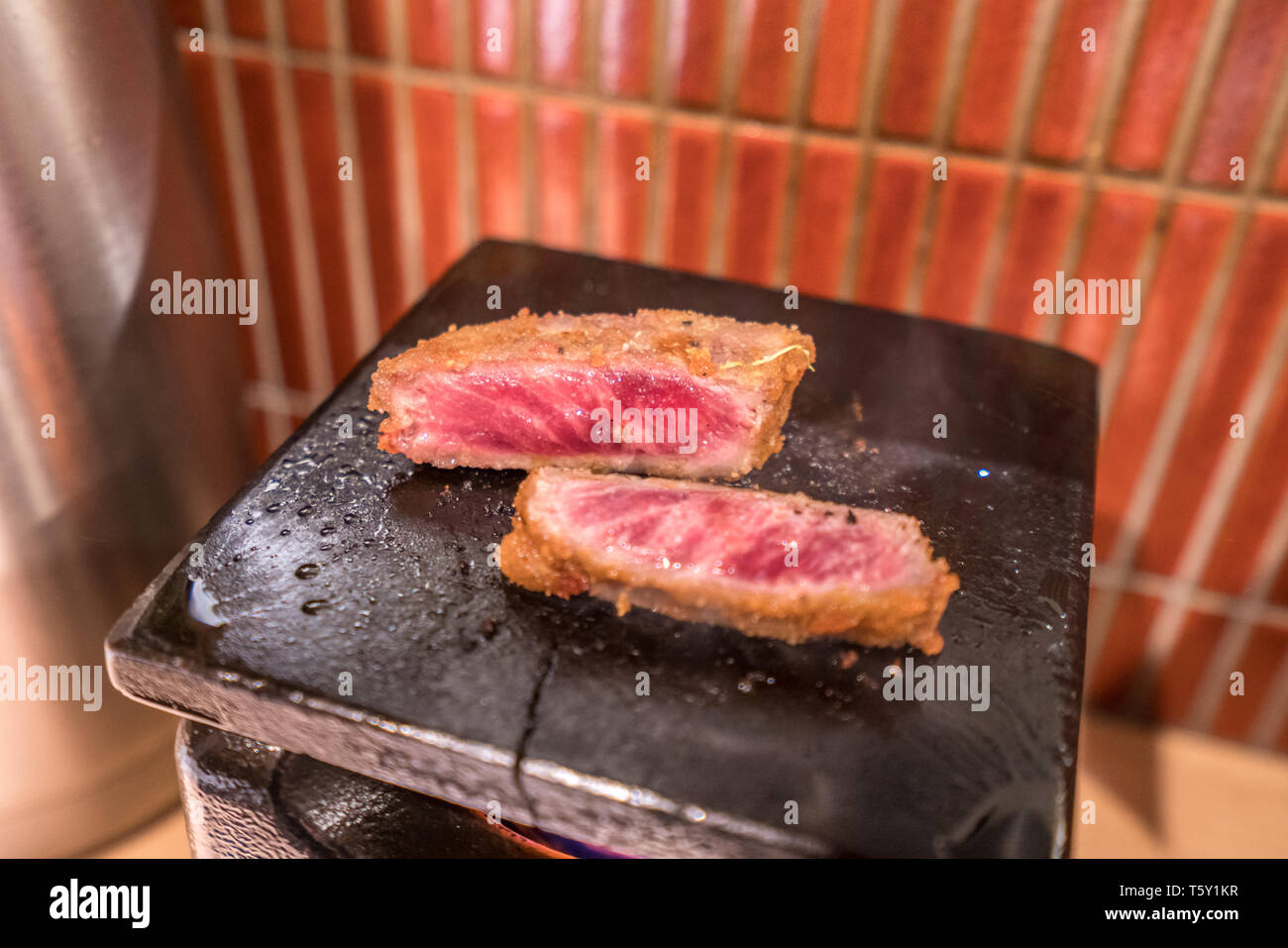 Deep fried beef in Tokyo, fried steak, beef, japanese food Stock Photo ...