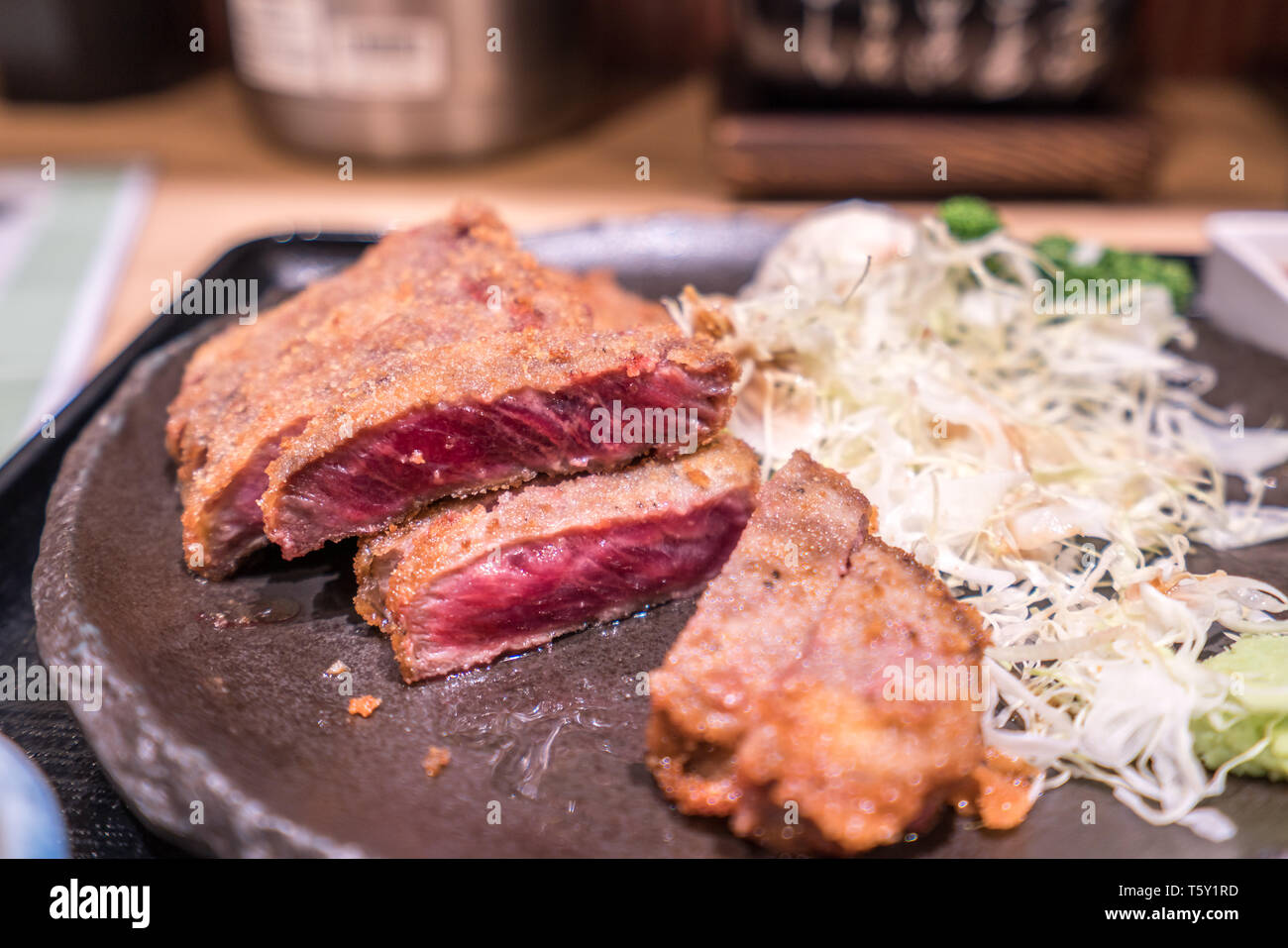 Deep fried beef in Tokyo, fried steak, beef, japanese food Stock Photo ...