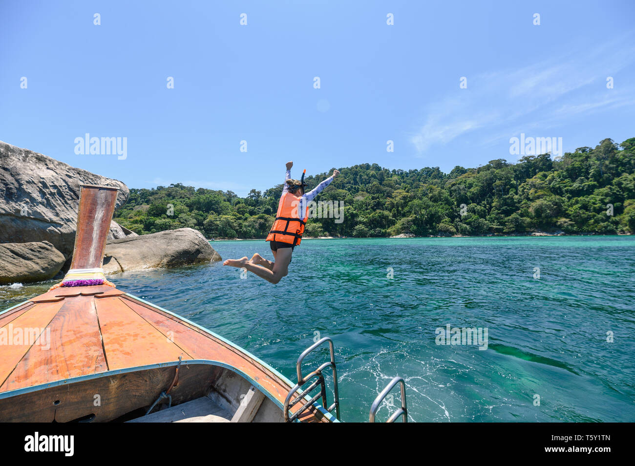 Tropical island boat tour woman hi-res stock photography and images - Alamy