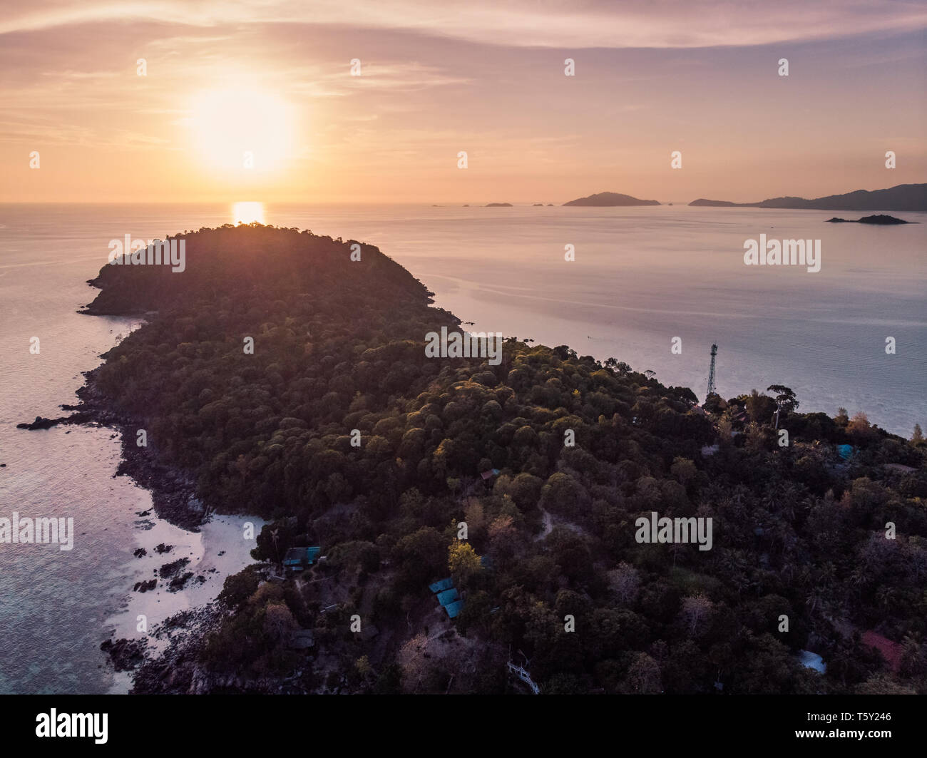 Aerial sunset over tropical ocean hi-res stock photography and images ...