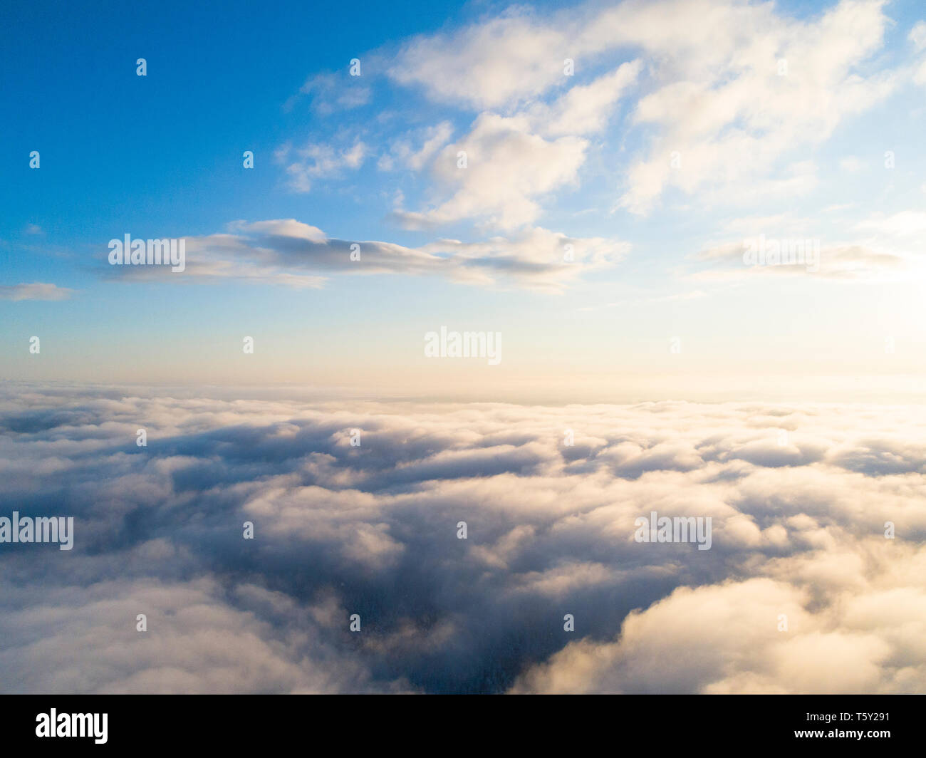Aerial view White clouds in blue sky. Top view. View from drone. Aerial ...