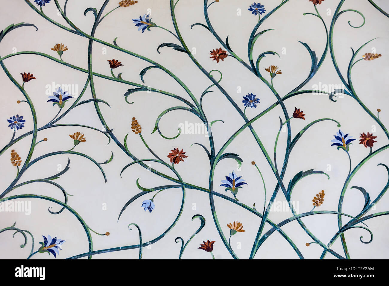 Floral pattern design on the wall of the Sheikh Zayed Grand Mosque, the ...