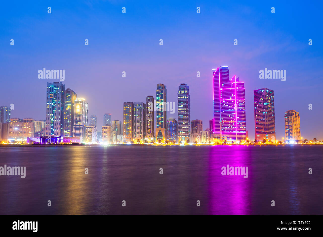 Sharjah city centre skyline in United Arab Emirates or UAE Stock Photo ...