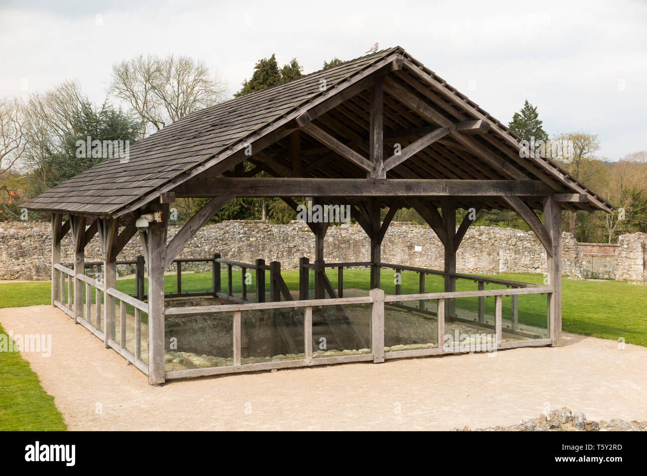 Roof structure protecting the original stone Norman Square Keep ...