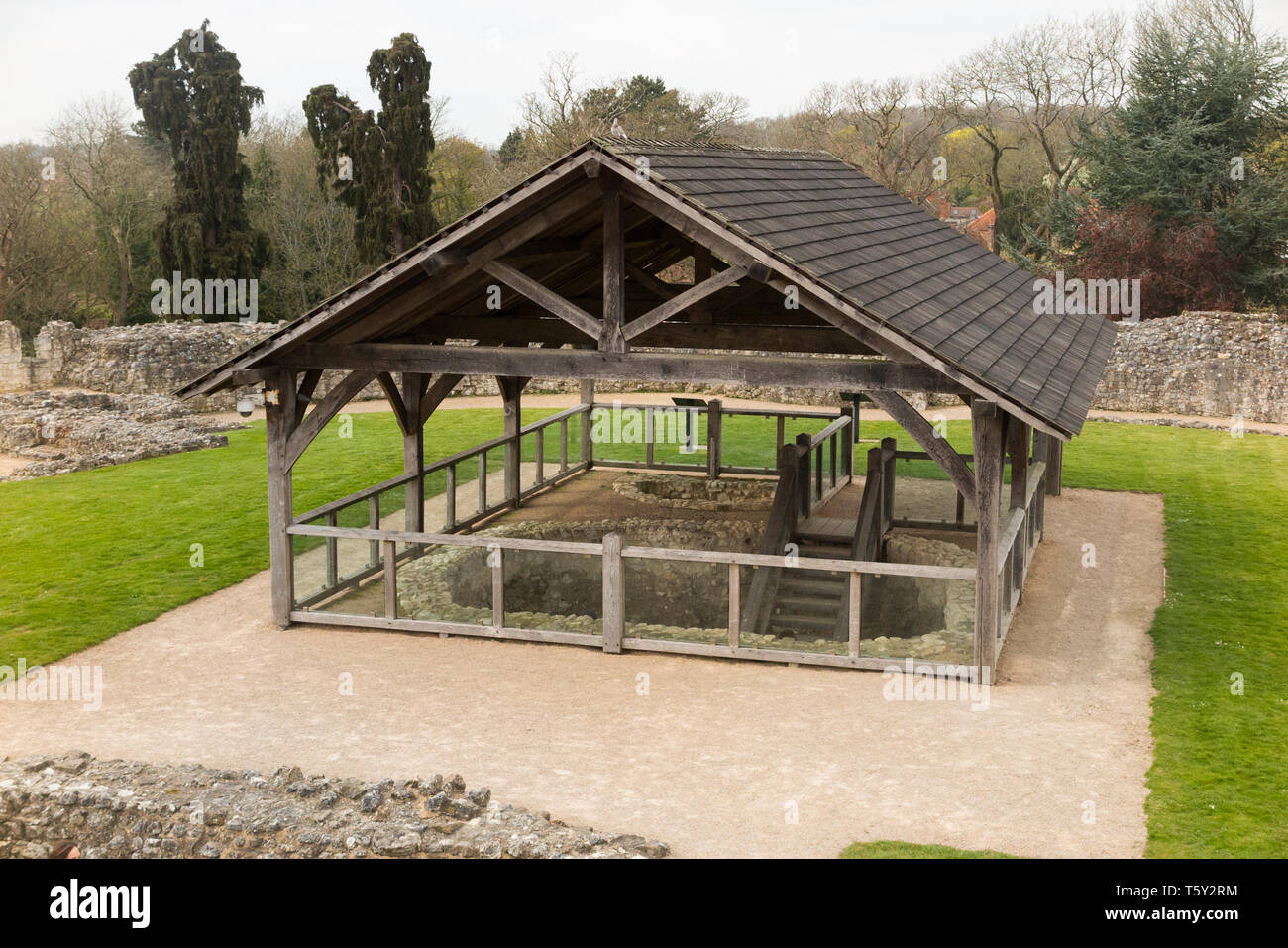 Roof structure protecting the original stone Norman Square Keep ...