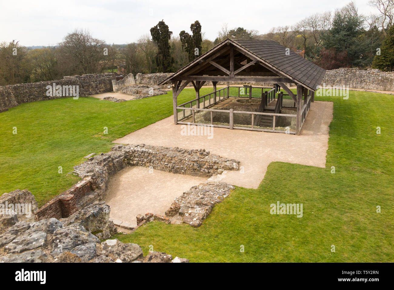 Roof structure protecting the original stone Norman Square Keep ...