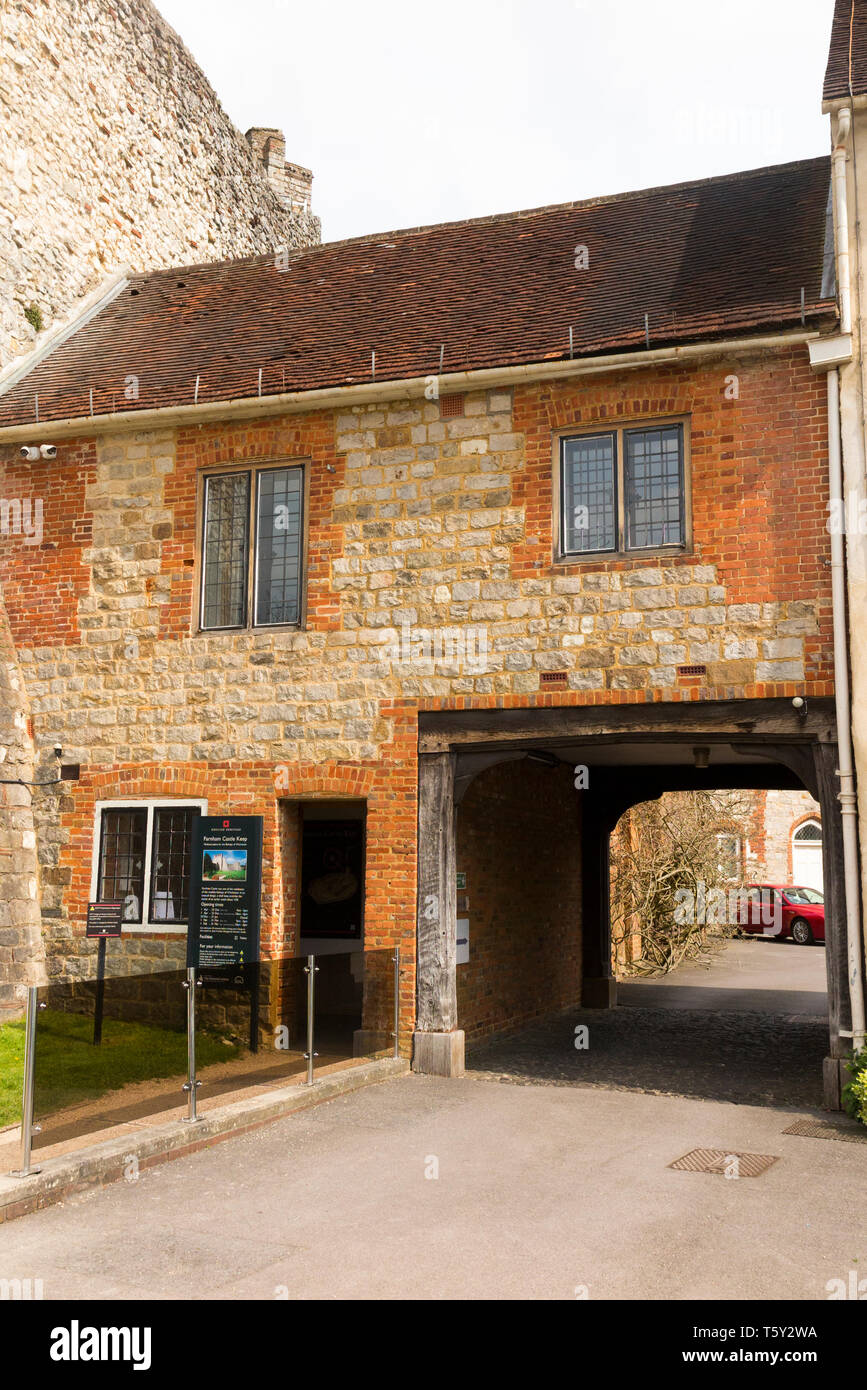 The visitors entrance to the keep of Farnham Castle, Castle Hill ...