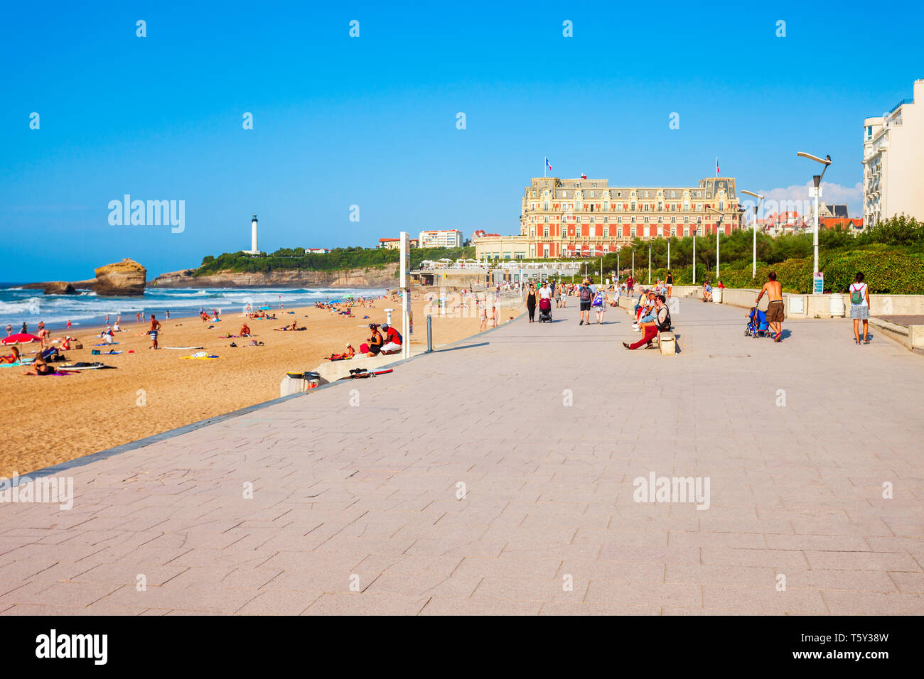BIARRITZ, FRANCE - SEPTEMBER 18, 2018: Promenade at the La Grande Plage ...