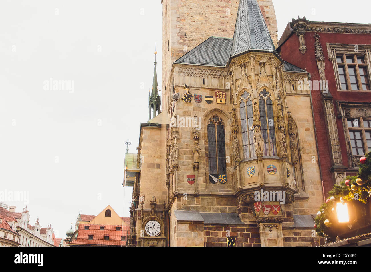 facade of an ancient building, exterior decoration of a beautiful old ...