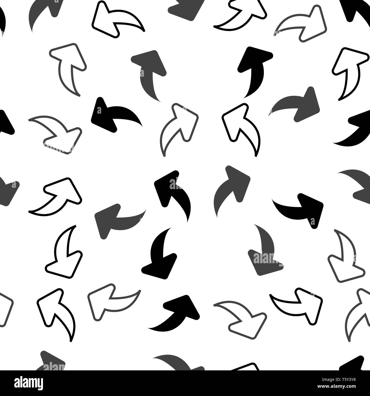 Black and gray arrows pattern on white background. Seamless vector ...