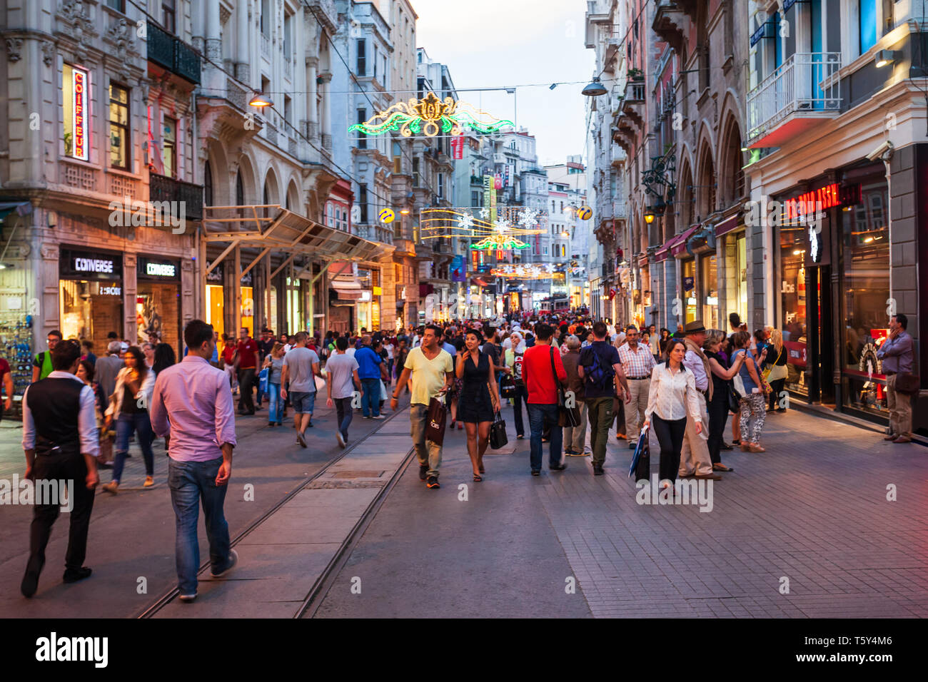 ISTANBUL, TURKEY - SEPTEMBER 22, 2014: Istiklal Avenue or Istiklal ...