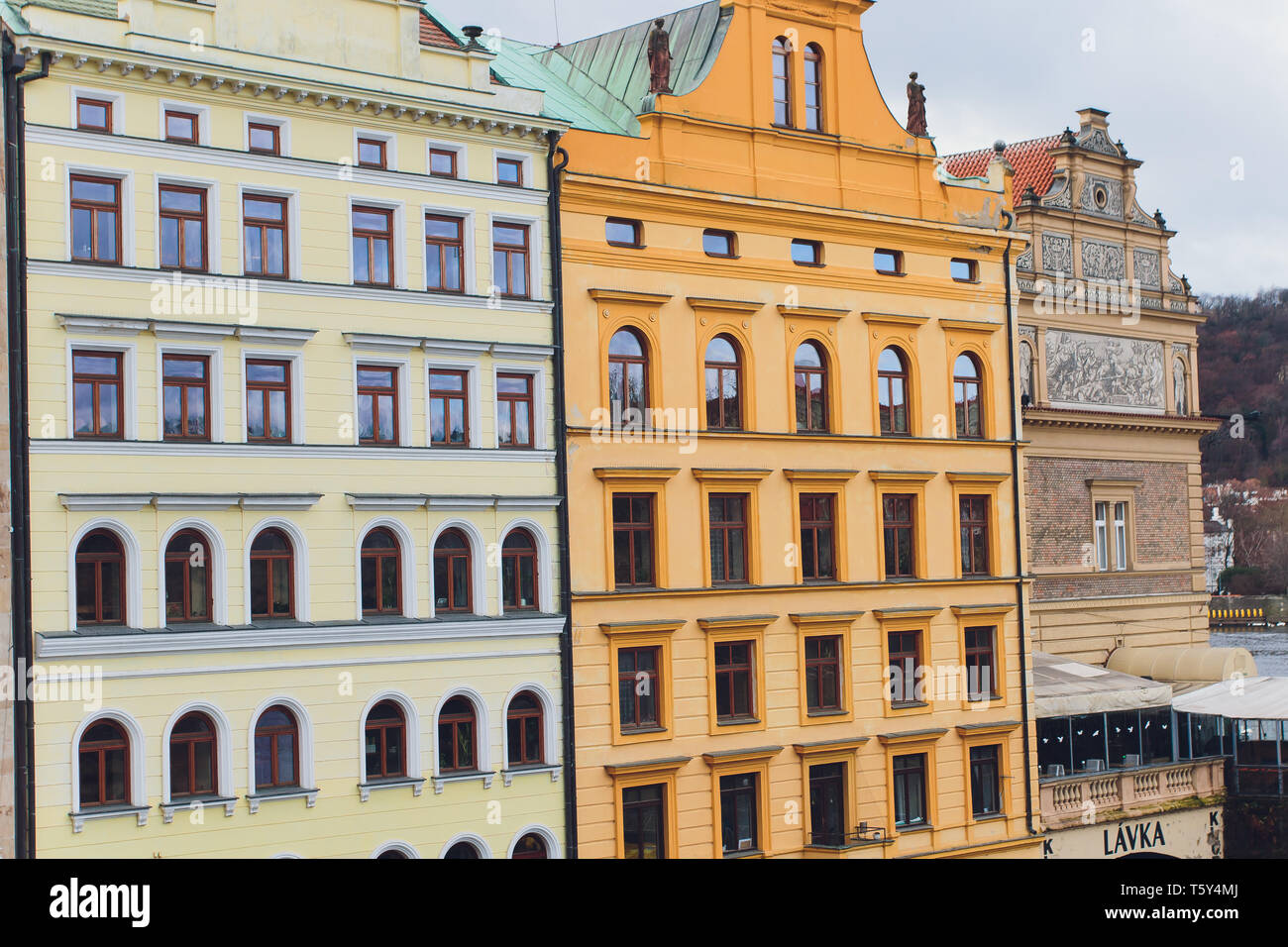facade of an ancient building, exterior decoration of a beautiful old ...