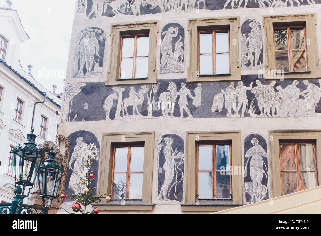 facade of an ancient building, exterior decoration of a beautiful old ...