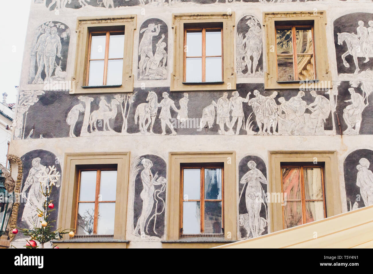 facade of an ancient building, exterior decoration of a beautiful old ...