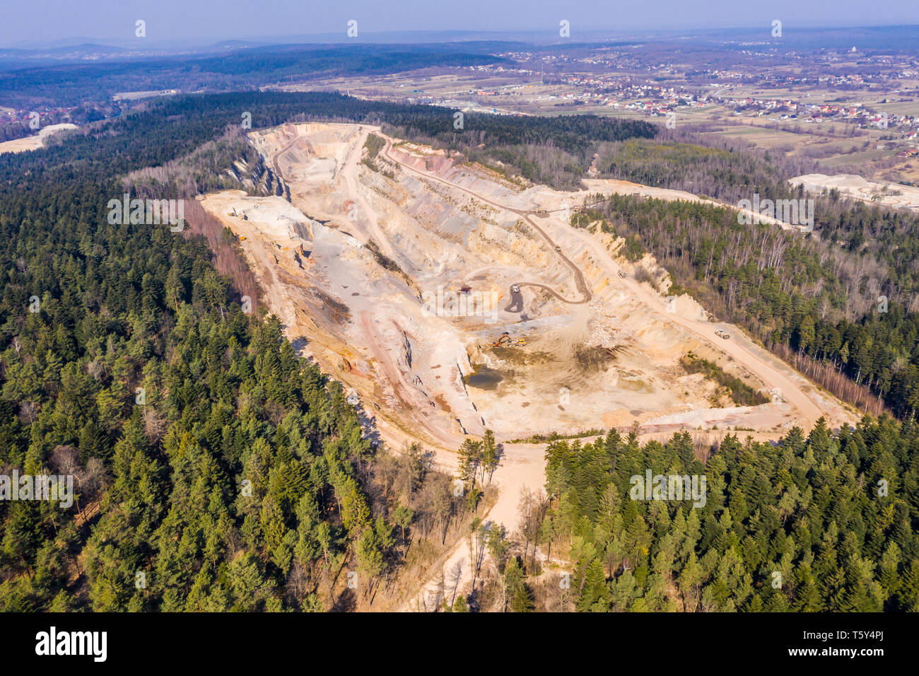 Aerial view to the open mine Stock Photo - Alamy