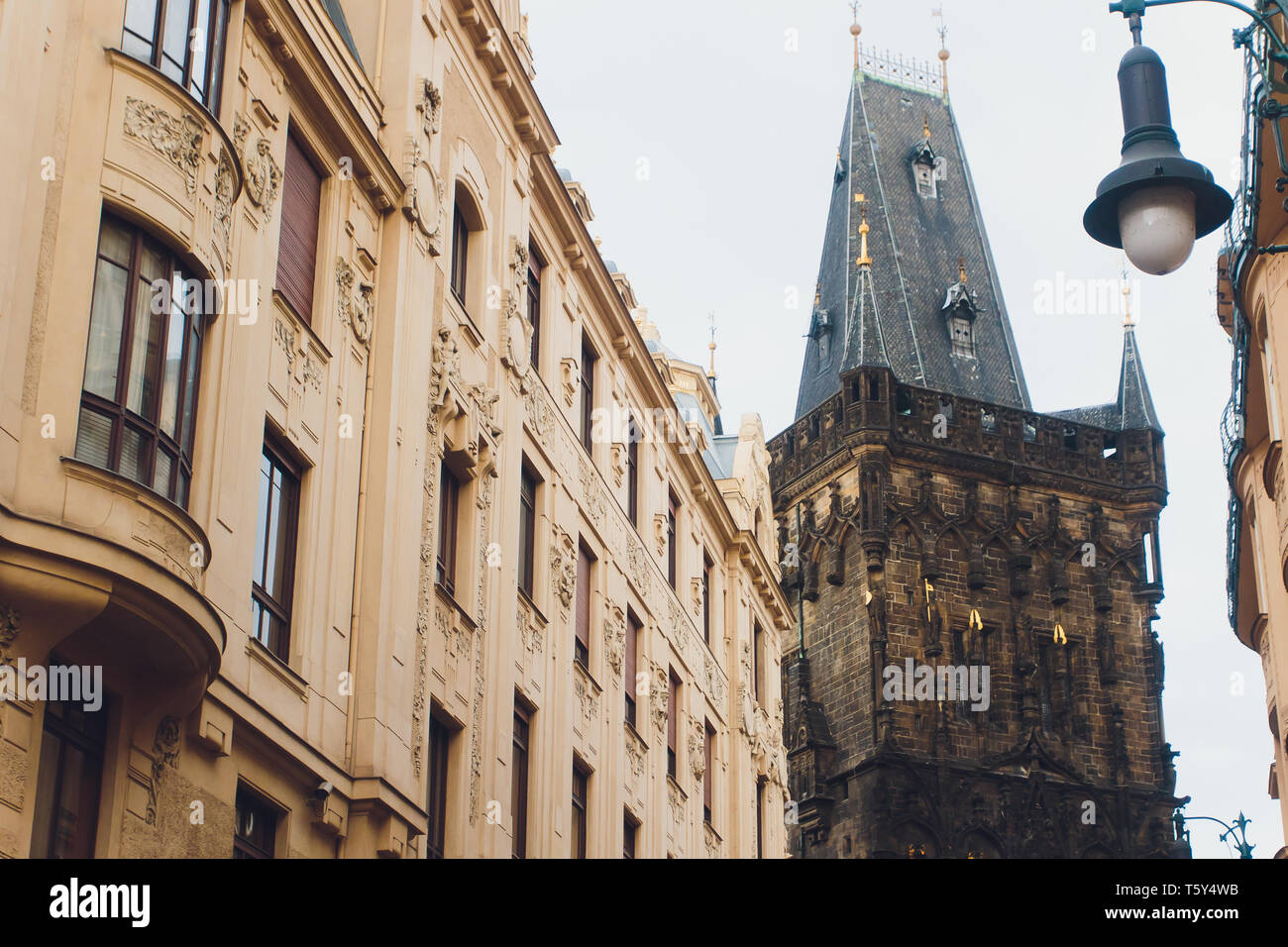 The Prague Powder Tower is a high Gothic tower in Prague Stock Photo - Alamy