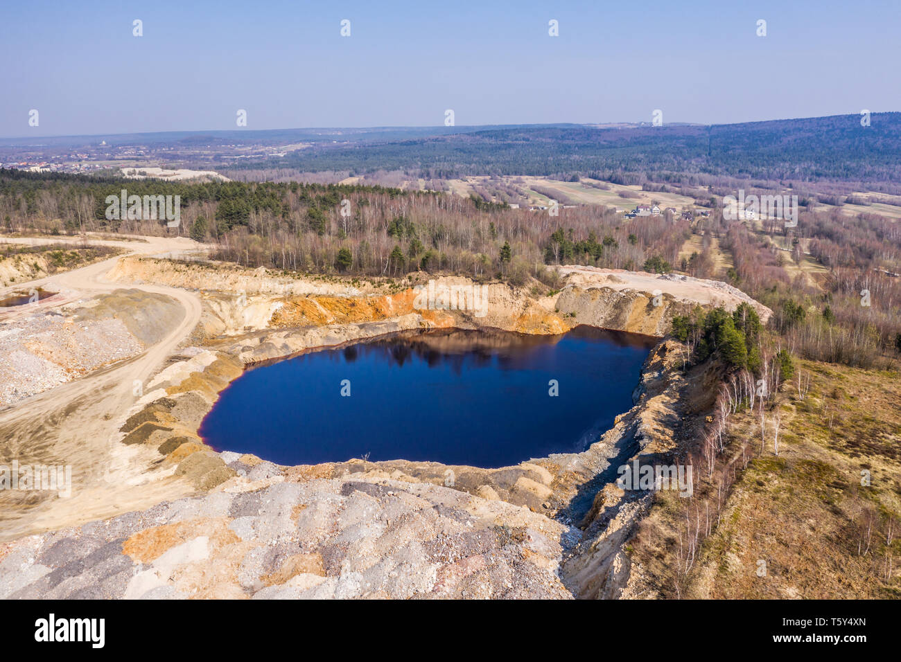 Aerial view to the open mine Stock Photo - Alamy