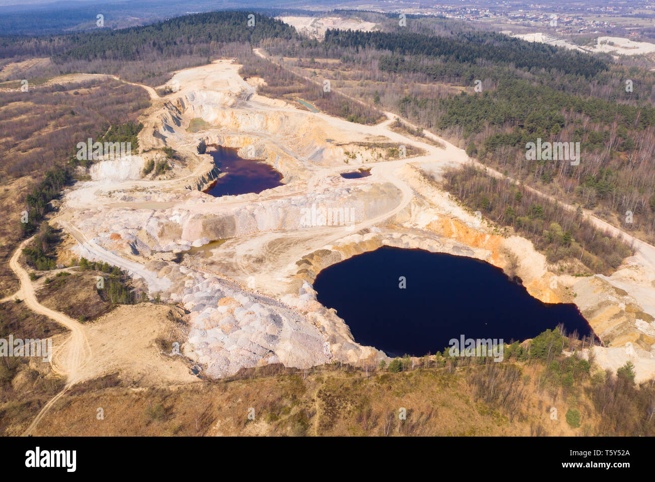 Aerial view to the open mine Stock Photo - Alamy