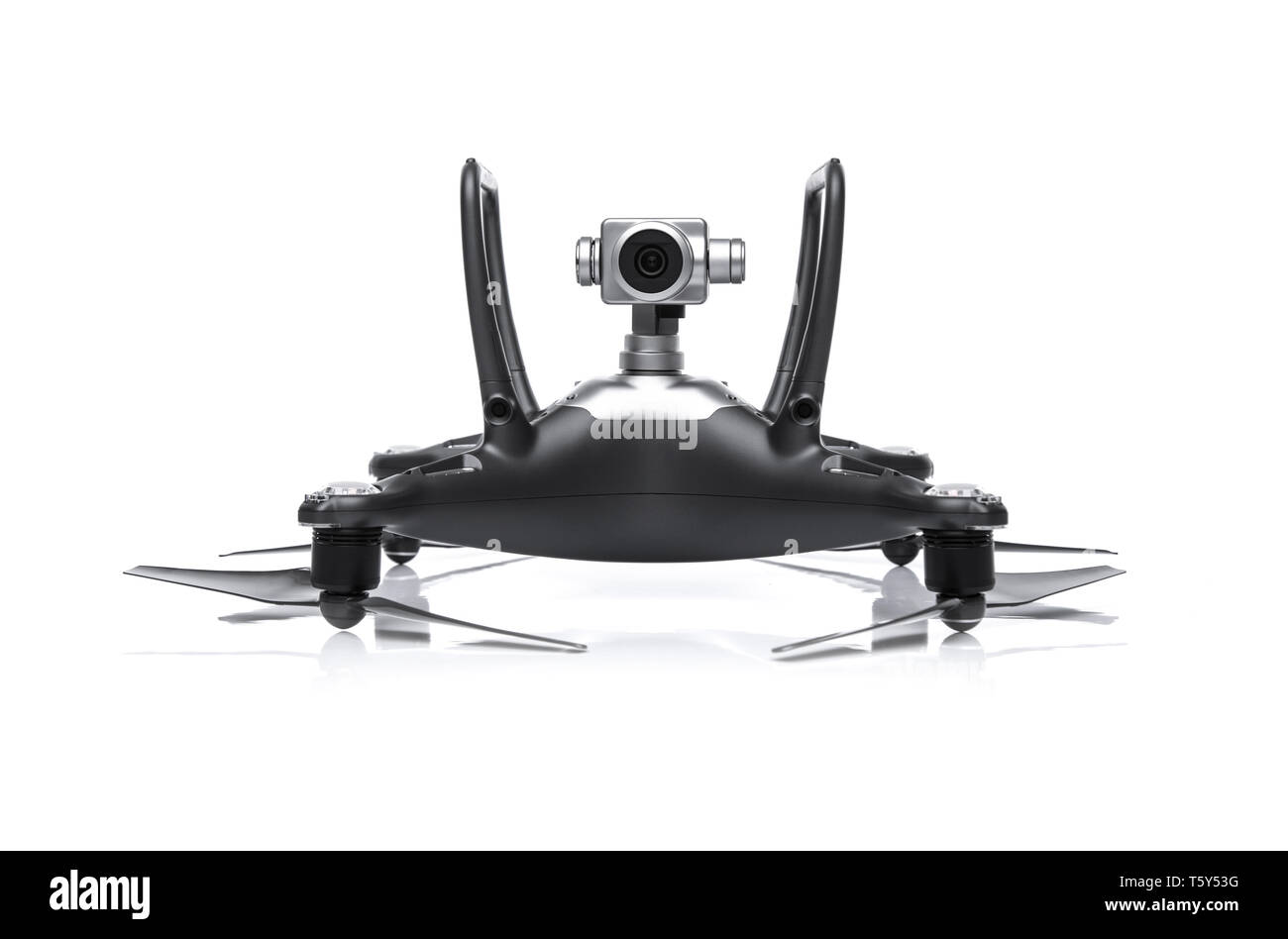 Black drone with camera isolated on white background Stock Photo - Alamy