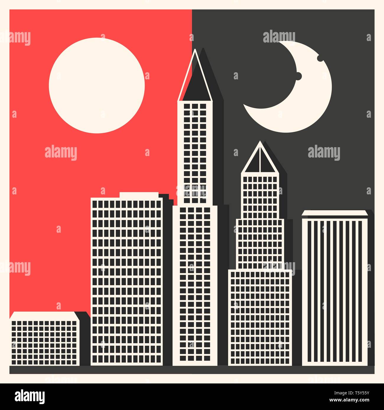 Sun, Moon And Stars. Day And Night Vector Banners Isolated Stock Vector ...