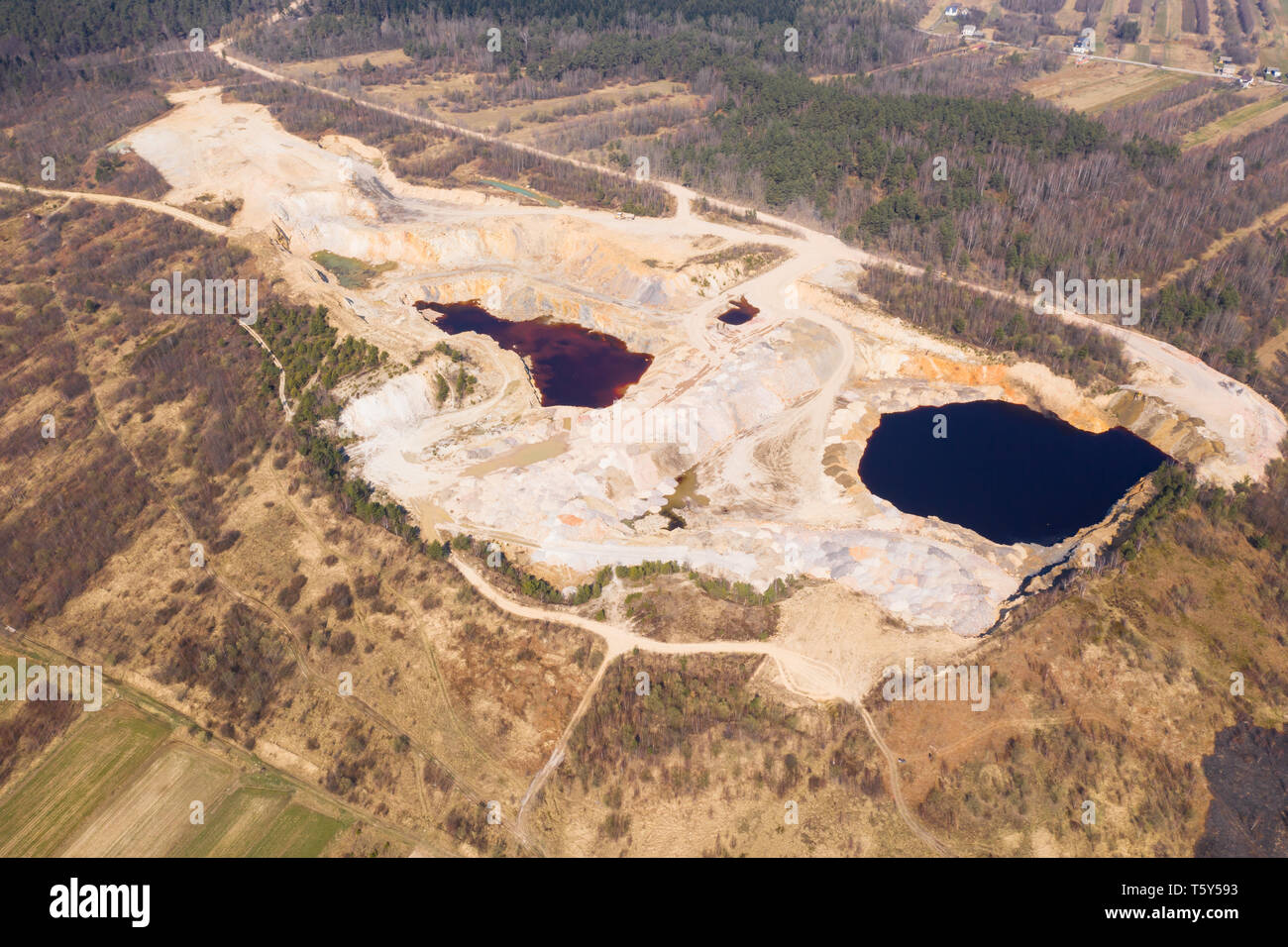 Aerial view to the open mine Stock Photo - Alamy