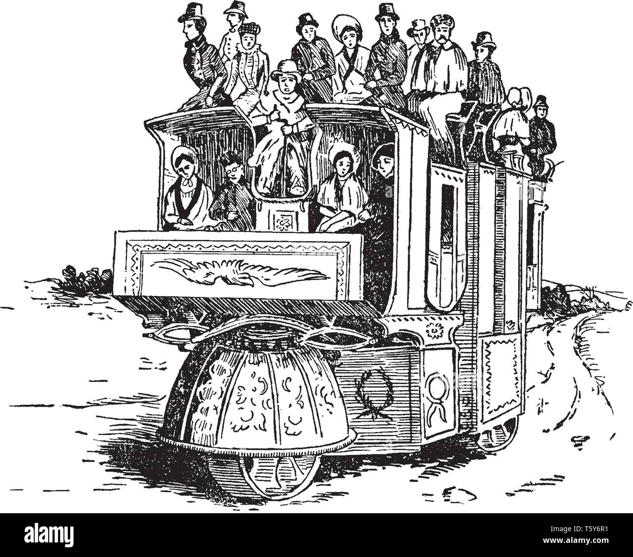 Three Wheeled Coach shows the forward spring wheel that is mounted on ...