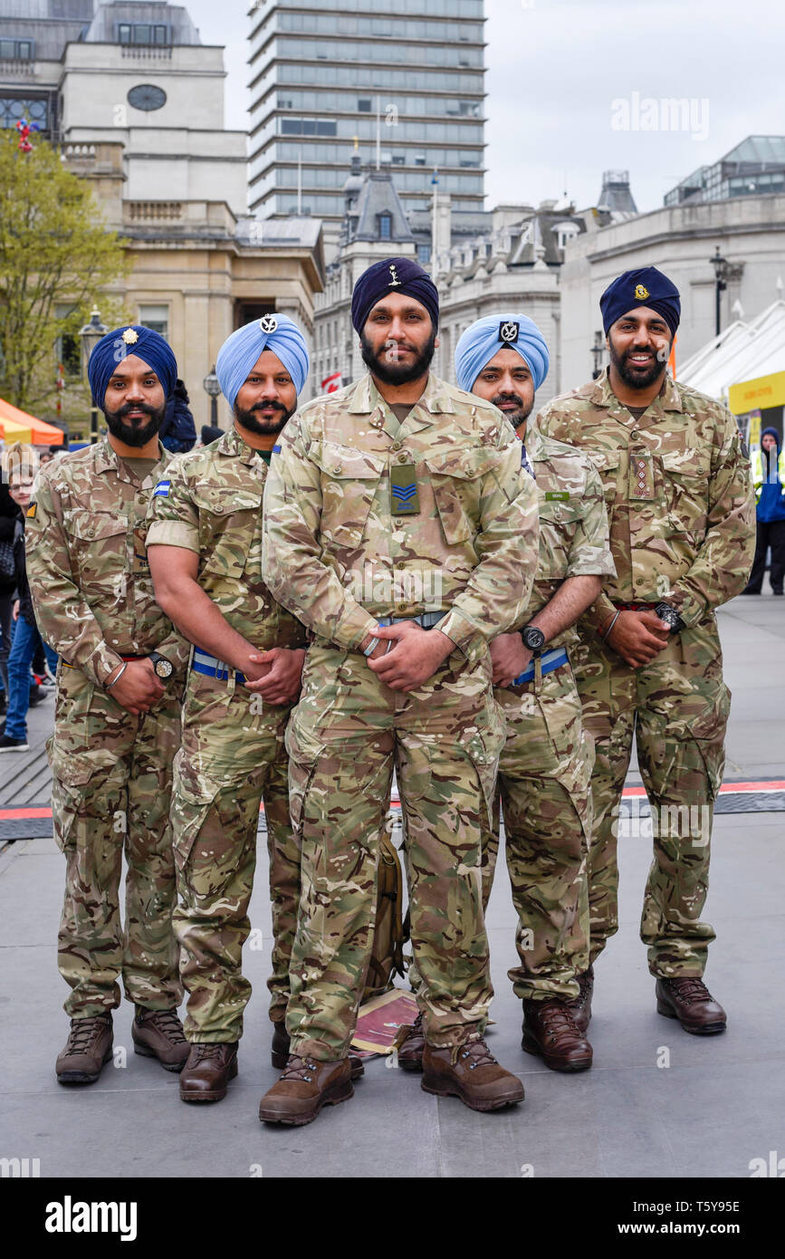 London, UK. 27 April 2019. Members of the British Armed Forces Sikh ...