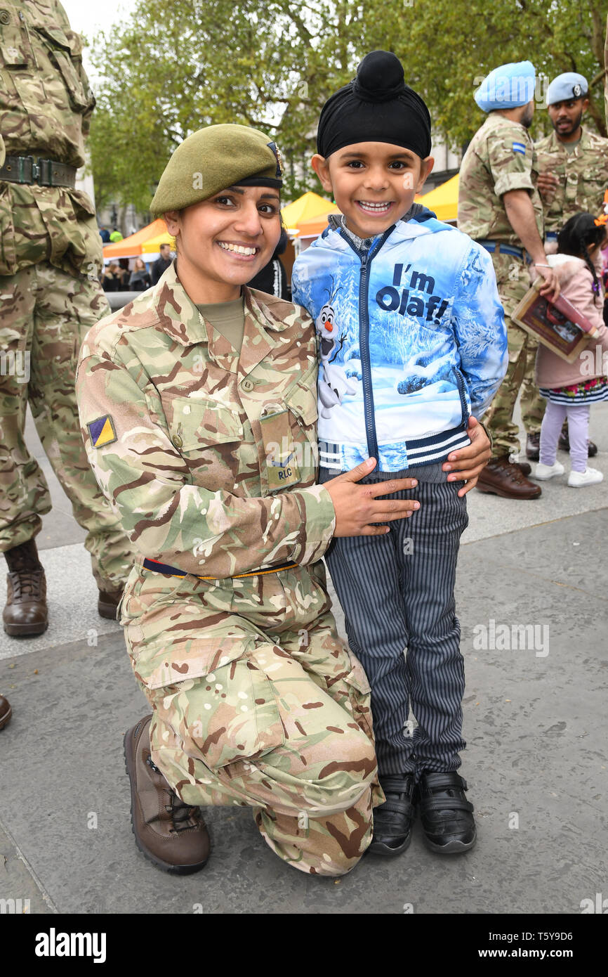 London, England, UK. 27 April 2019. Sikh's soldiers attend at Vaisakhi ...