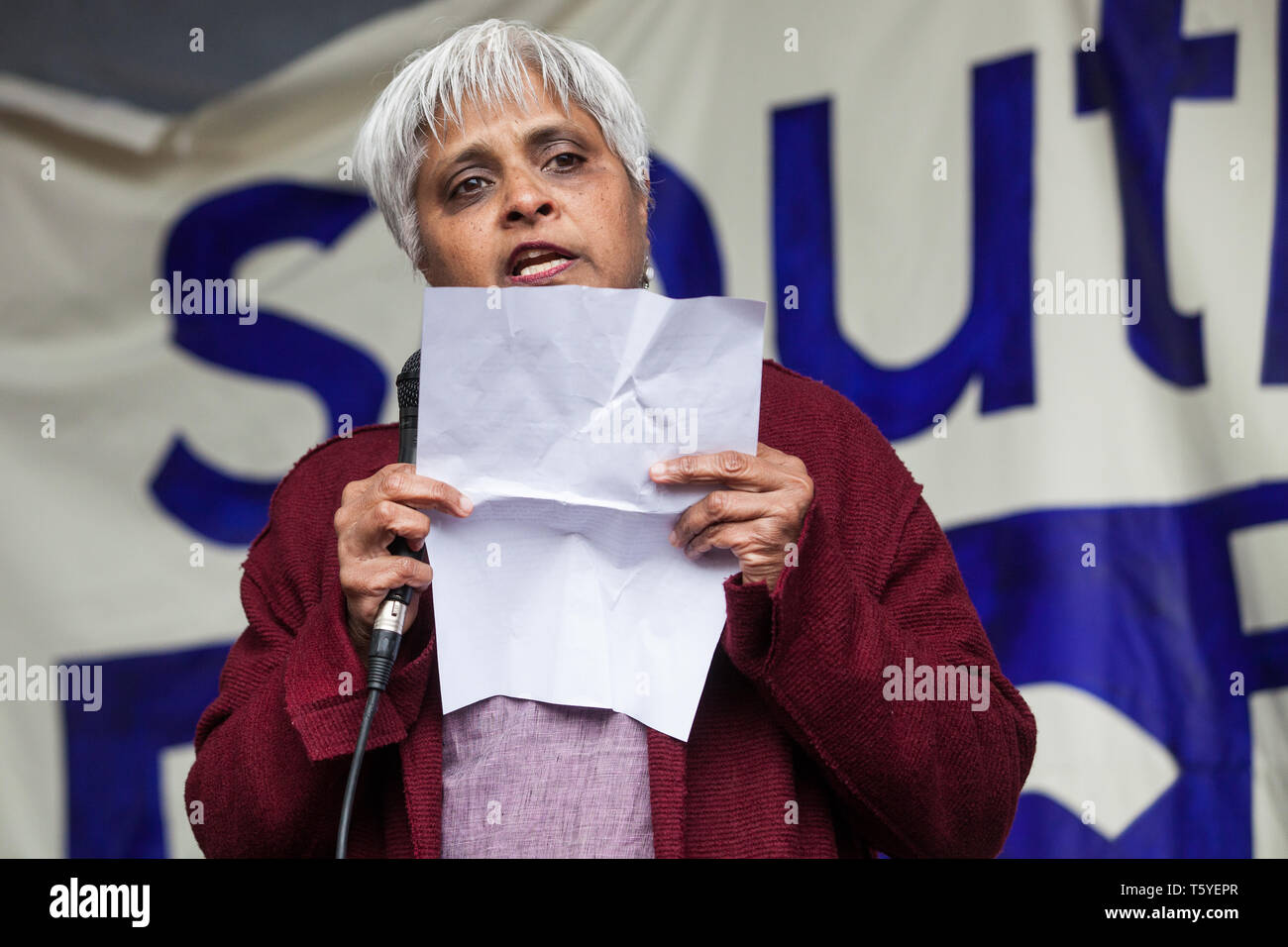 Southall, UK. 27th April 2019. Pragna Patel of Southall Black Sisters ...