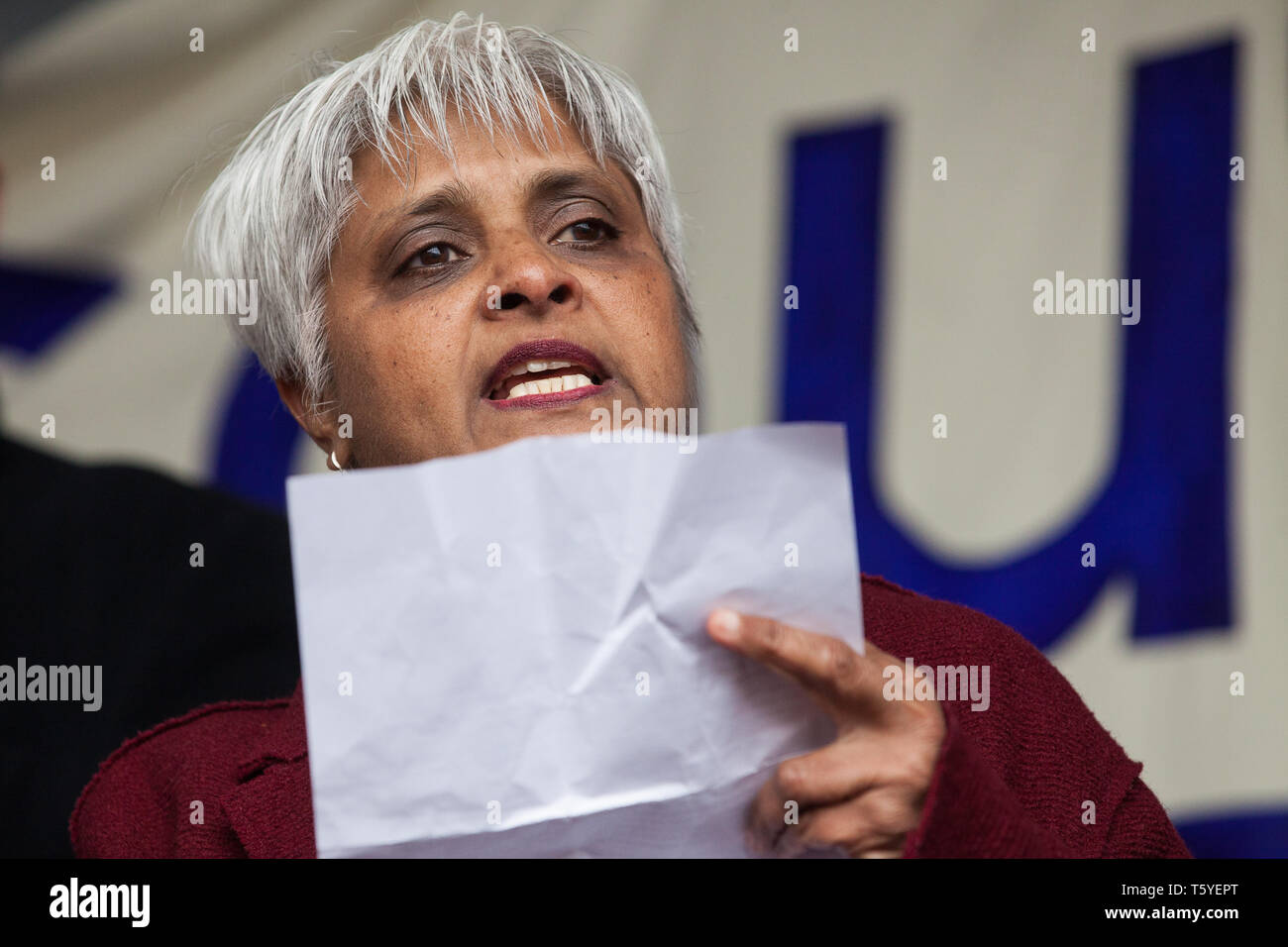 Southall, UK. 27th April 2019. Pragna Patel of Southall Black Sisters ...