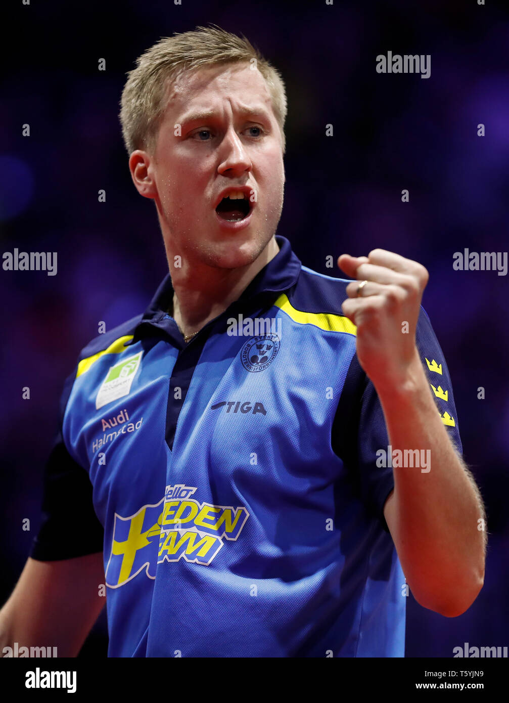 Budapest. 27th Apr, 2019. Mattias Falck of Sweden celebrates after ...