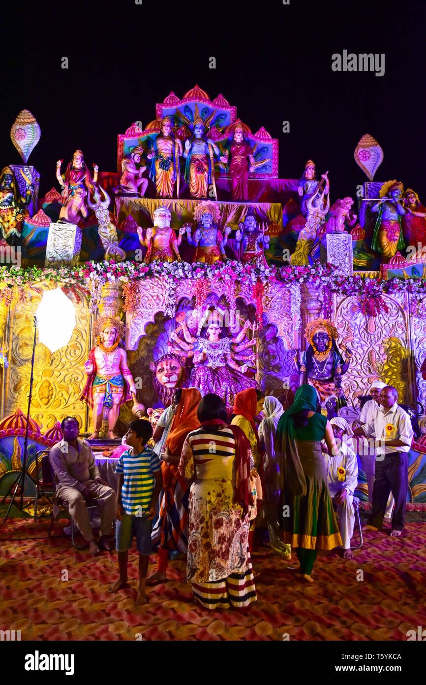 Devotees seen praying during the ritual. Jagran is a Hindu ritual ...
